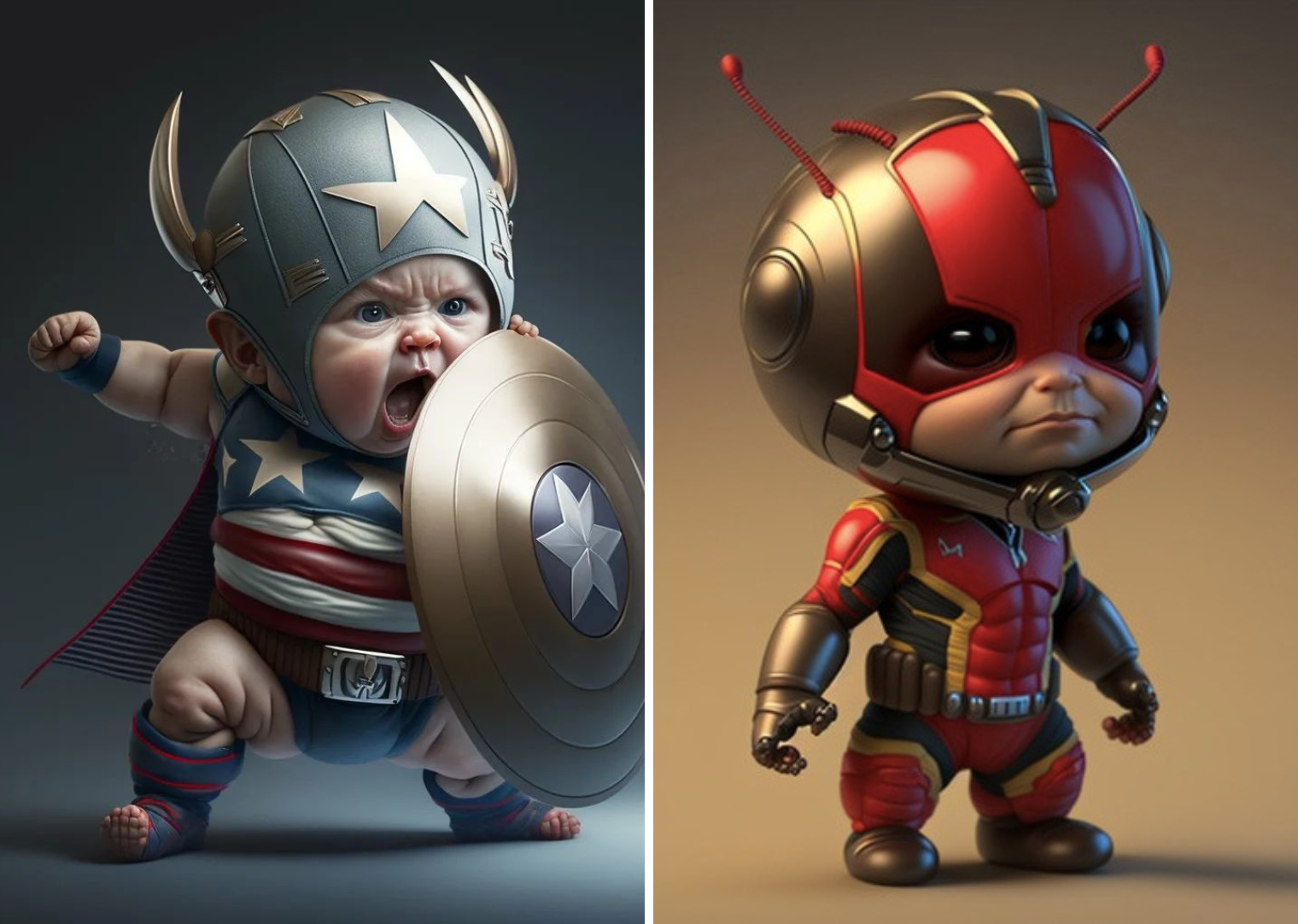 Marvel Heroes Baby criados por IA com o MidJourney